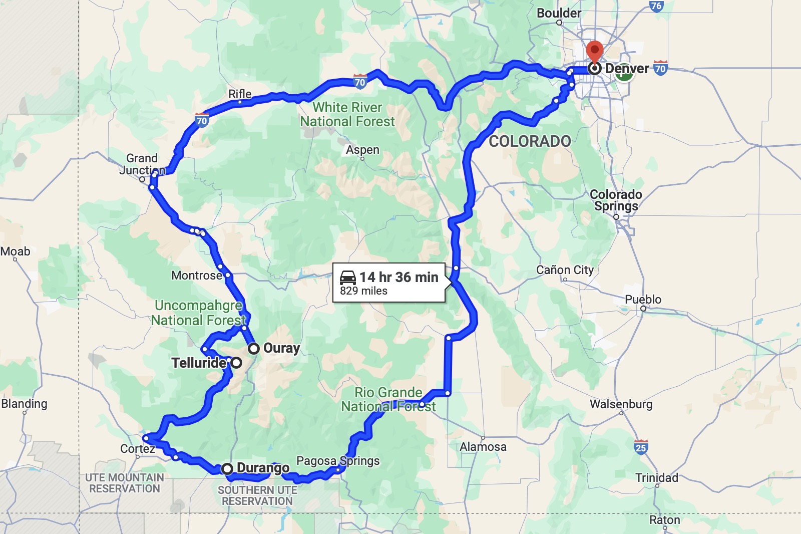 Denver to Durango Road Trip Report